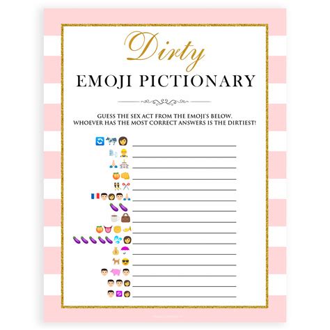 Dirty Emoji Pictionary Bachelorette Games Adult Games