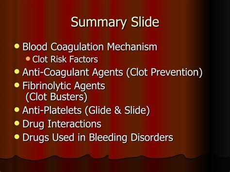 Agents Used In Coagulation Disorders Ppt Blood Disorders Diseases