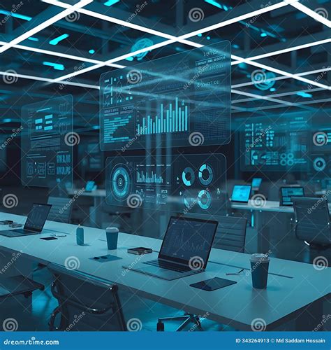 High-Tech Control Room with Data Dashboards, Global Analytics, and AI ...
