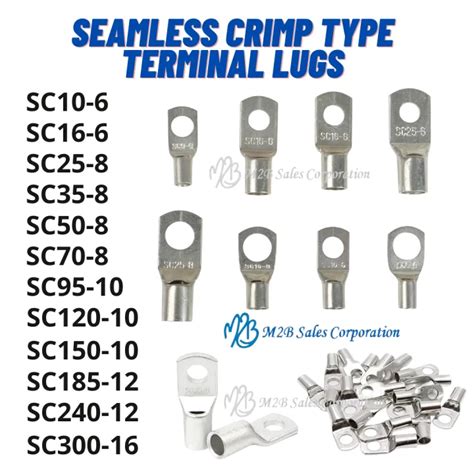Copper Lugs Seamless Crimp Type Sc Terminal Lugs For 8mm Sq 50mm