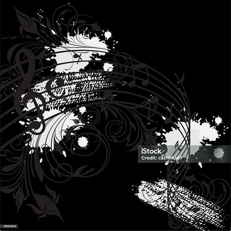 음악 자연 아름다운 그런지 배너입니다 음표에 대한 스톡 벡터 아트 및 기타 이미지 음표 더러운 꽃 식물 Istock