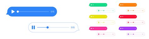 음성 메시지 거품 음성 채팅 또는 메신저 레코드 인터페이스 벡터 Ui Ux 컬러 음성 메시지 거품 채팅 오디오 녹음 재생 또는