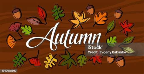 가을 낙엽이있는 다채로운 배너 소셜 네트워크에 대한 추상적 인 가을 배경 이벤트 초대 할인 쿠폰 광고 및 프로모션 이벤트를 위한 웹 템플릿 벡터 가을에 대한 스톡 벡터 아트