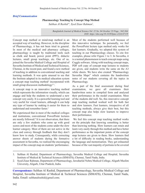 Pdf Pharmacology Teaching By Concept Map Method