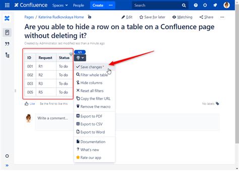 Solved Are You Able To Hide A Row On A Table On A Conflue