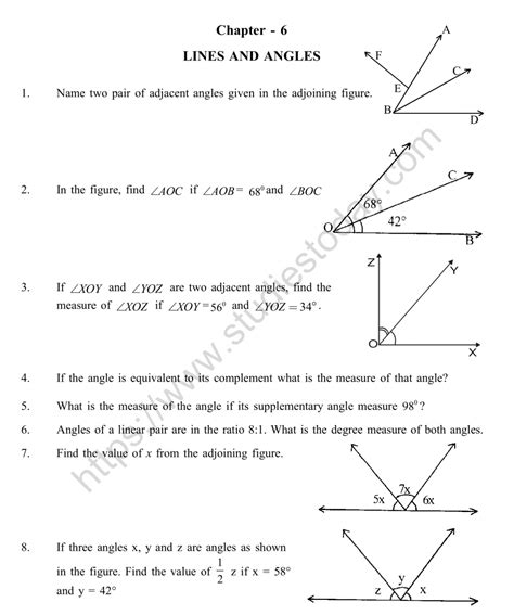 Lines And Angles Class 6 Worksheet