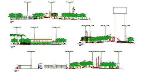 sectional detail of garden 2d view layout file in autocad format