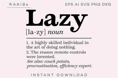 Lazy Funny Definition Svg Png Graphic By Rakibs · Creative Fabrica