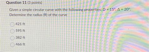Solved Given A Simple Circular Curve With The Following Chegg Com