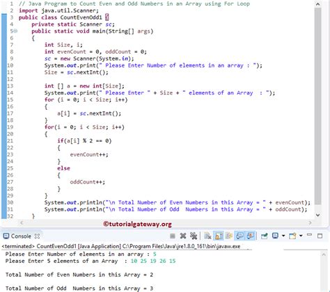 Java Program To Count Even And Odd Numbers In An Array