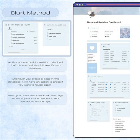 Notion Template College Babe Note Taking And Revision Checklist Blue Version Digital