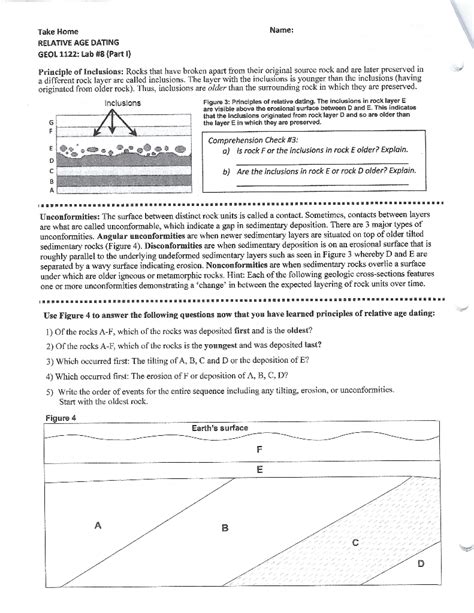 Solved Name Take Home Relative Age Dating Geol 1122 Lab 8
