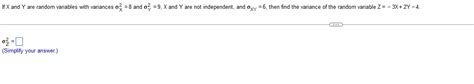solved if x and y are random variables with variances σx2 8