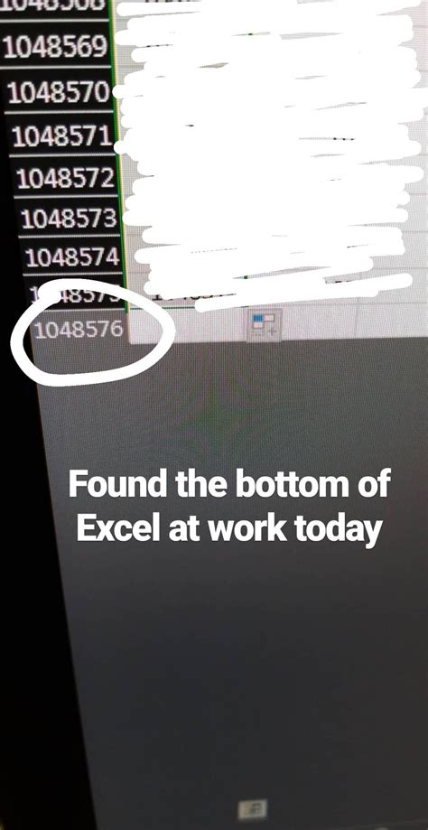 Made It To The Row Limit Of Microsoft Excel At Work Today R Mildlyinteresting