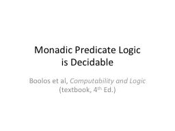PPT Monadic Predicate Logic PowerPoint Presentation