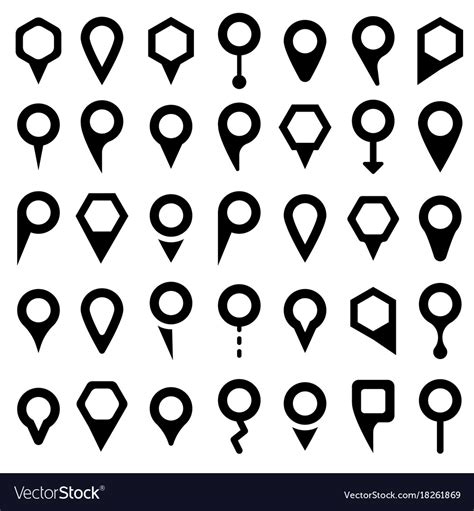 Black Map Pointer Icons Set On White Background Vector Image