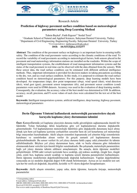 Pdf Prediction Of Highway Pavement Surface Condition Based On Meteorological Parameters Using