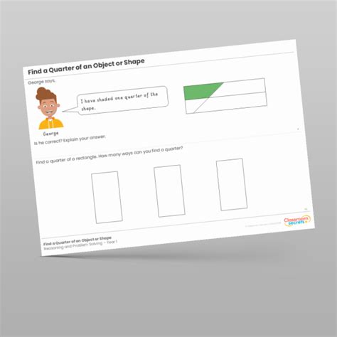 Year 1 Find A Quarter Of An Object Or Shape Reasoning And Problem Solving Resource Classroom