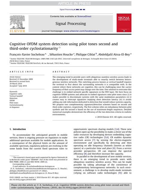 pdf cognitive ofdm system detection using pilot tones second