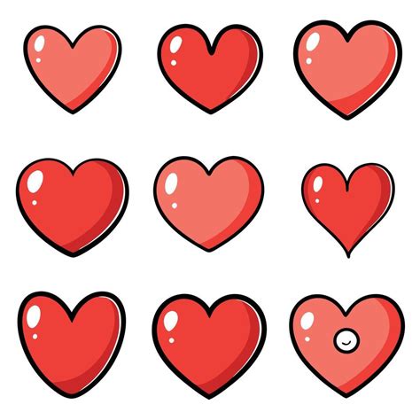 Different Heart Shapes With Black Outline Collection 53917040 Vector