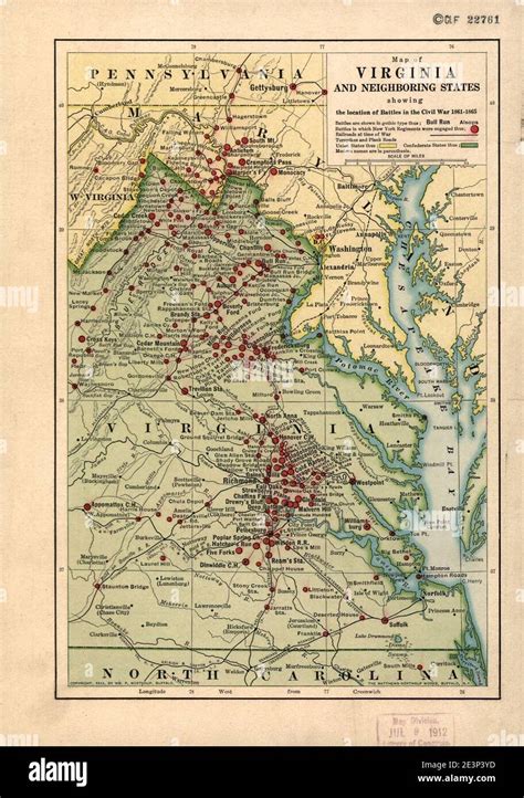 Carte De La Virginie Et Des États Voisins Montrant Lemplacement Des