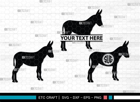 Donkey Monogram Donkey Silhouette Donkey Svg Ass Svg Farm Animal