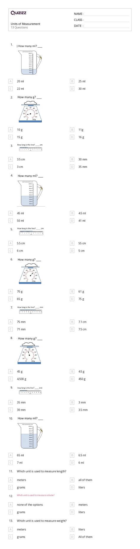 50 Converting Metric Units Worksheets For 2nd Class On Quizizz Free And Printable