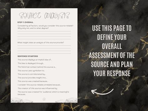 Source Analysis Worksheet And Planner Booklet History Analysis For