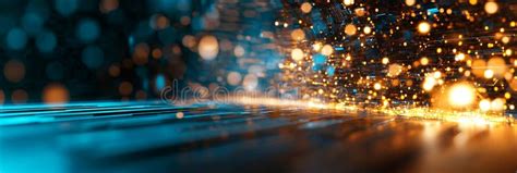 Abstract Futuristic Digital Tunnel With Glowing Particles And Lines Depicting Technological