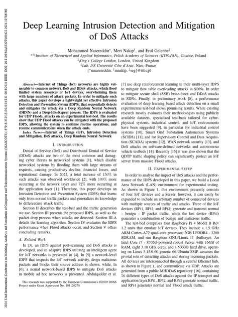 Deep Learning Intrusion Detection And Mitigation Of Dos Attacks Pdf Denial Of Service Attack