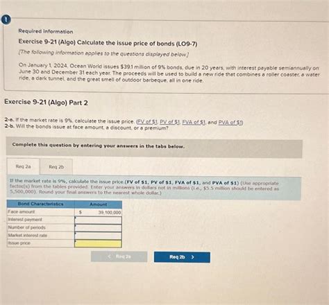 solved required information exercise 9 21 algo calculate