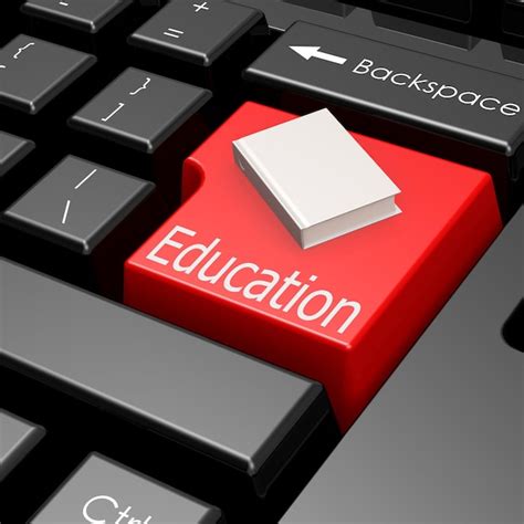 Premium Photo Education And Book On Button Of Computer Keyboard