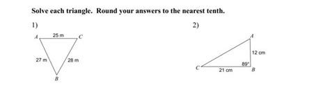 solved solve each triangle round your answers to the