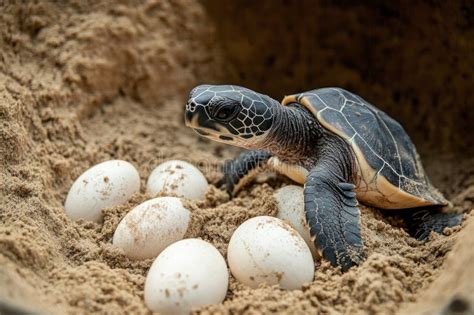 Sea Turtle Egg Laying In Nest Stock Illustration Illustration Of Nest