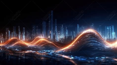 미래지향적 디자인 수직 3d 렌더링의 빛나는 파도 입자 Hud 기술 현대 기술 배경 3d 배경 미래 배경 이미지 Hd