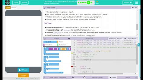 Unit 5 Lesson 16 6 Debugging And Multiple Return Statements Constrain Youtube