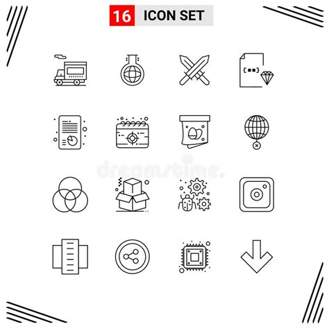 16 User Interface Outline Pack Of Modern Signs And Symbols Of Management File Sword Document