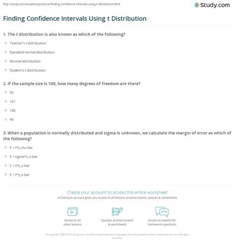 Finding Confidence Intervals Using T Distribution