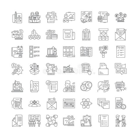 programm linear icons signs symbols vector line illustration set