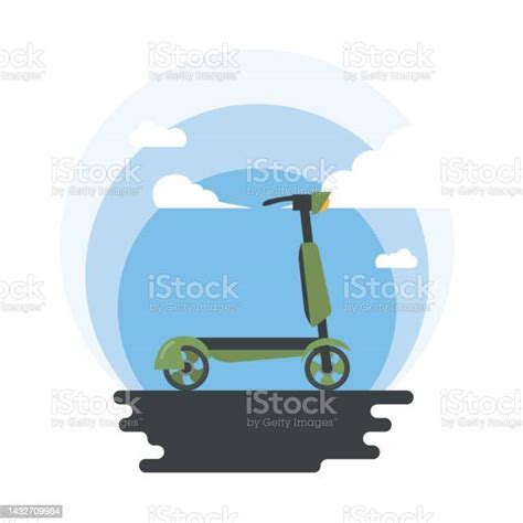 흰색 배경에 고립 된 전기 스쿠터 디자인 에코 운송 기호 벡터 일러스트레이션 거리에 대한 스톡 벡터 아트 및 기타 이미지 거리 건물 외관 교통수단 Istock