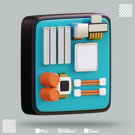 Premium Psd 3d Illustration Motherboard 3