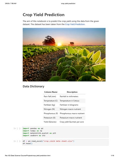 Crop Yield Prediction Pdf Plant Nutrition Mean Squared Error
