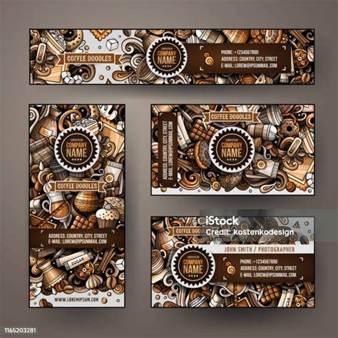 회사 정체성 벡터 템플릿 세트 디자인 낙서 손으로 그린 커피 숍 테마 0명에 대한 스톡 벡터 아트 및 기타 이미지 0명 3차원 형태 개념 Istock