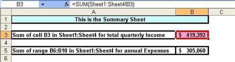 Toms Tutorials For Excel Summing Cells Across Worksheets Tom Urtis
