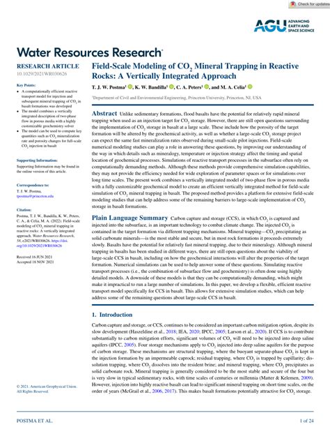 pdf field‐scale modeling of co2 mineral trapping in reactive rocks a