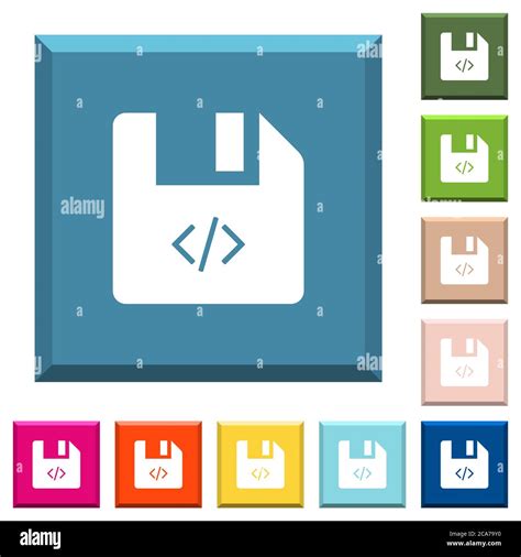 script file white icons on edged square buttons in various trendy