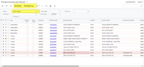how to override process button in the process invoices and memos
