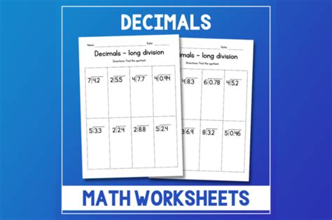 Long Division Of Decimals Worksheets Graphic By Atlasart Creative Fabrica