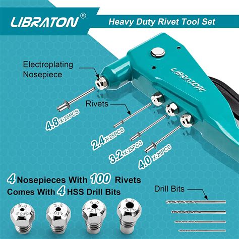Libraton Heavy Duty Rivet Gun Robust Professional Riveter Pop Rivet