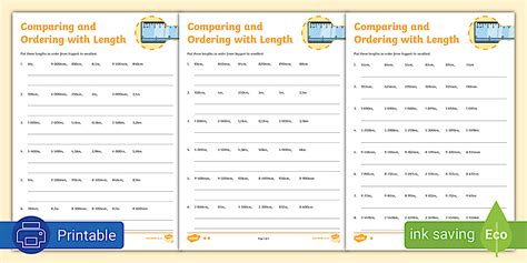 Comparing And Ordering With Length Activity Sheet